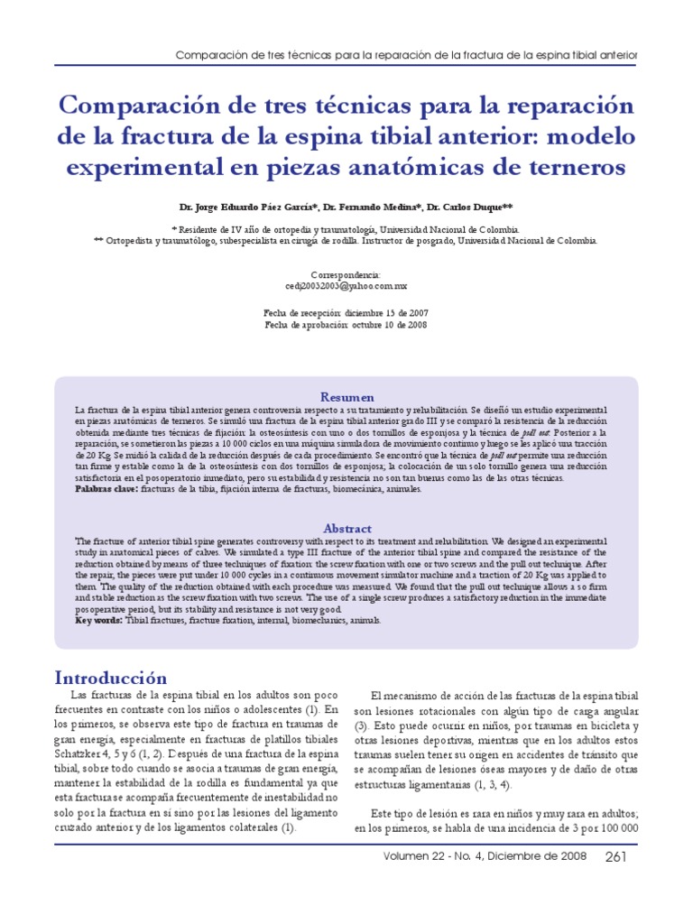 Espina Tibial Clsificacion | PDF | Traumatologia | Rodilla