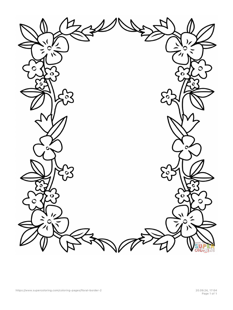 Floral Border Coloring Page - Free Printable Coloring Pages 2 | PDF