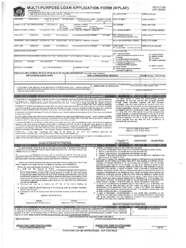 Pag-ibig Multi Purpose Loan | PDF
