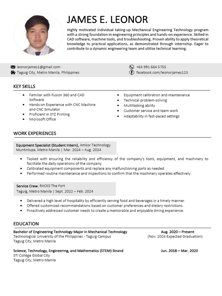 LEONOR James Resume | PDF