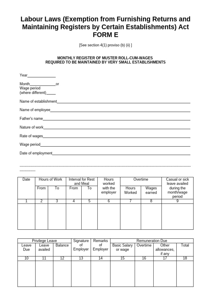 Labour Laws (Exemption From Furnishing Returns and Maintaining ...