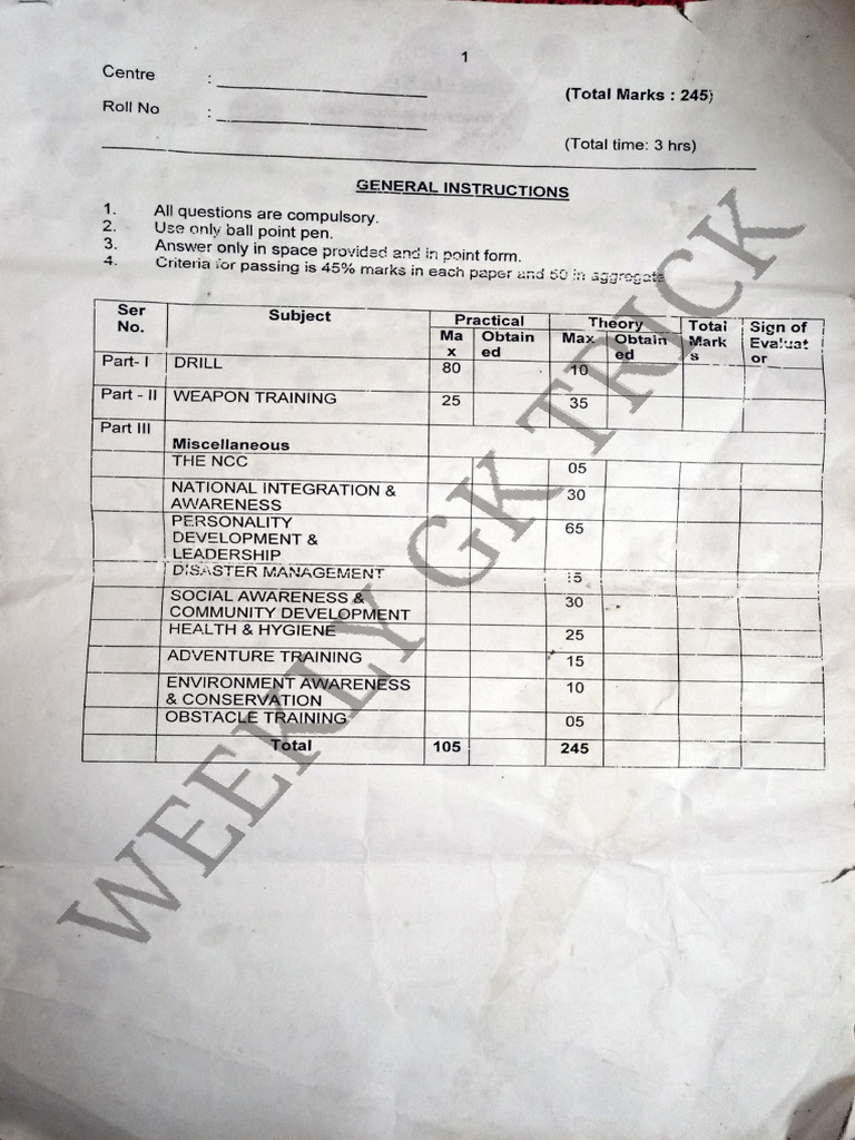 NCC Question Paper | PDF