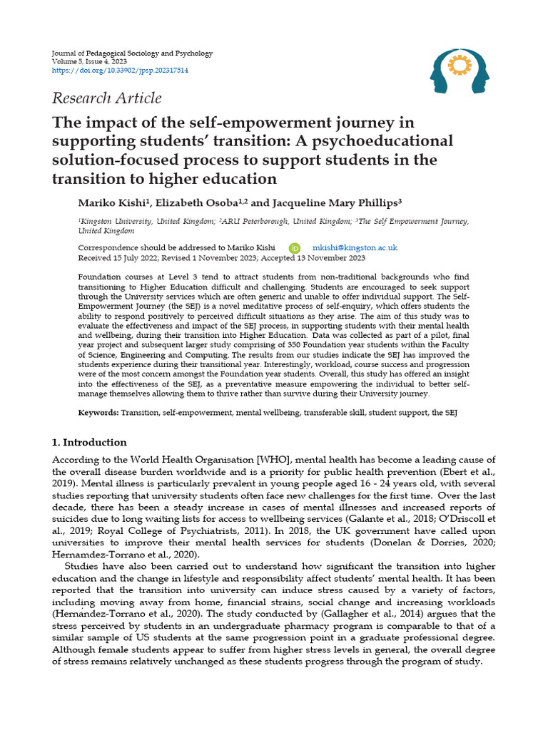 The Impact of The Self Empowerment Journey in Supporting Students ...