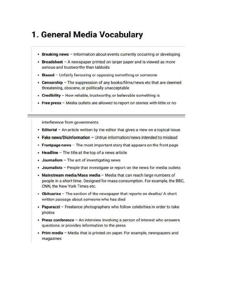 media vocabulary | PDF