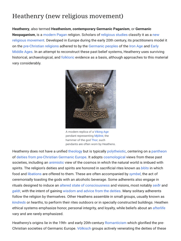 Heathenry (New Religious Movement) - Wikipedia | PDF