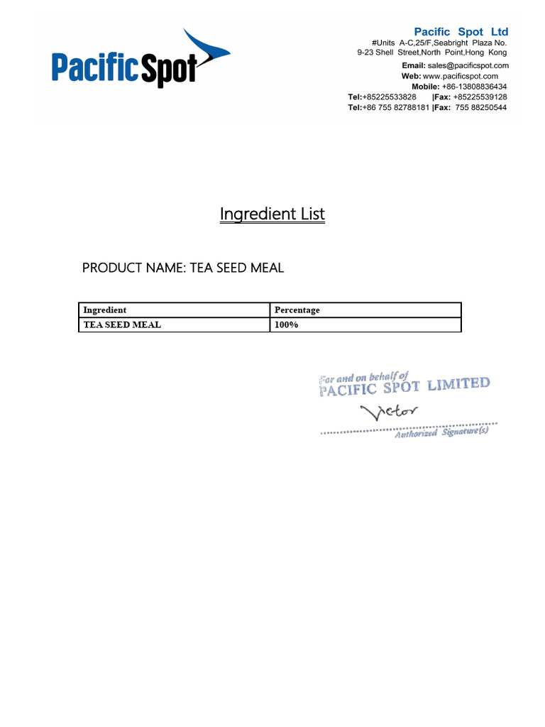 INGREDIENT LIST-NEW | PDF