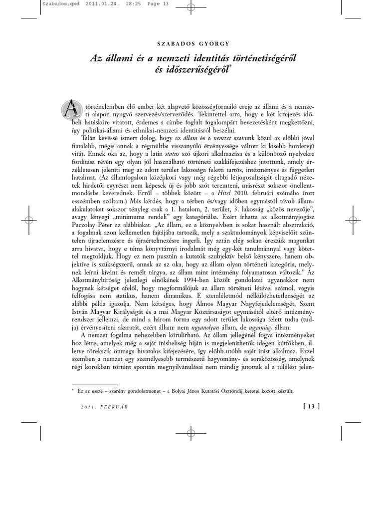 Állam Nemzet Identit 20110302 Hitel 36257szabados | PDF