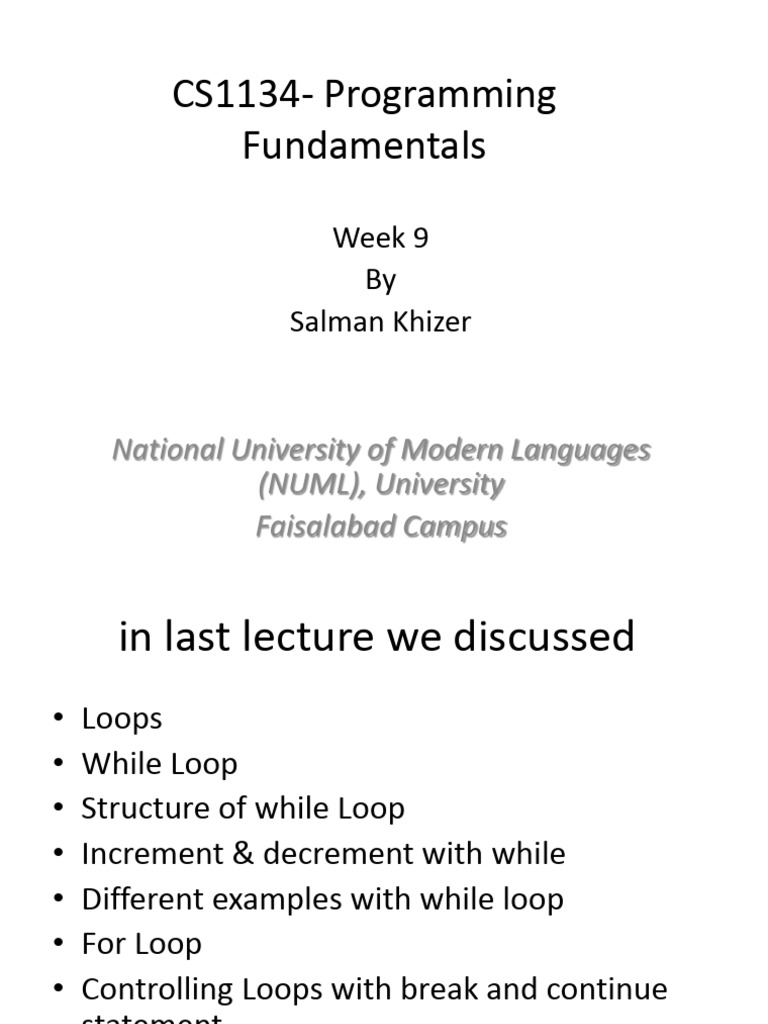 Week 08b_Loops Details | PDF