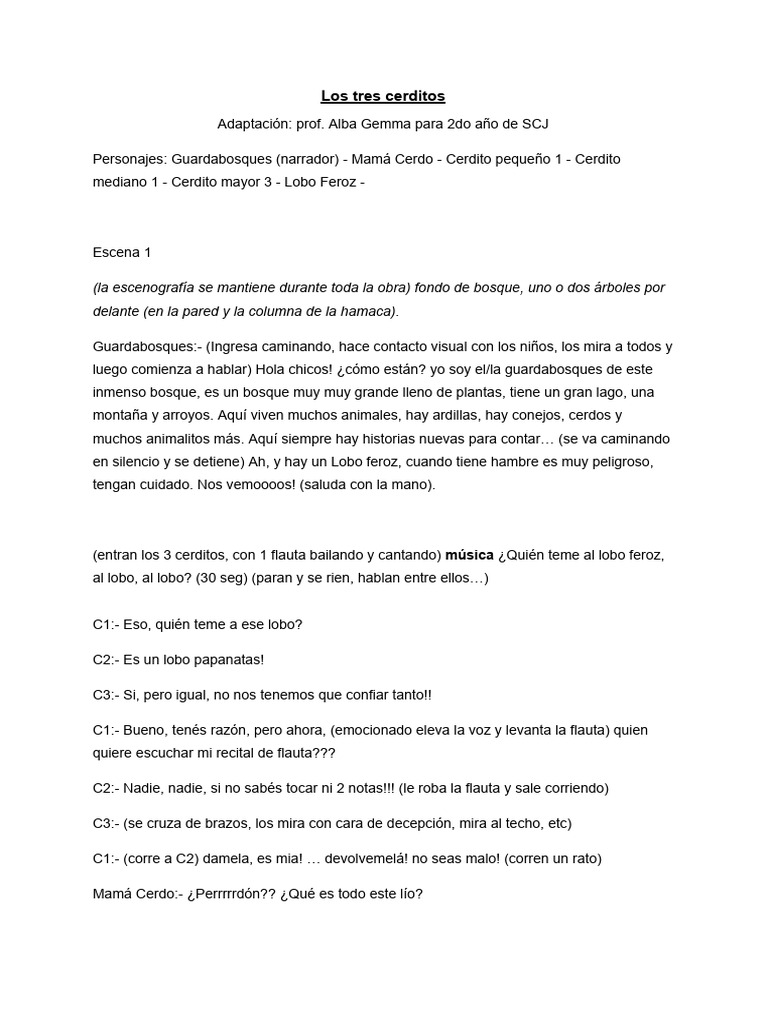 Los Tres Cerditos Final Alternativo Pdf