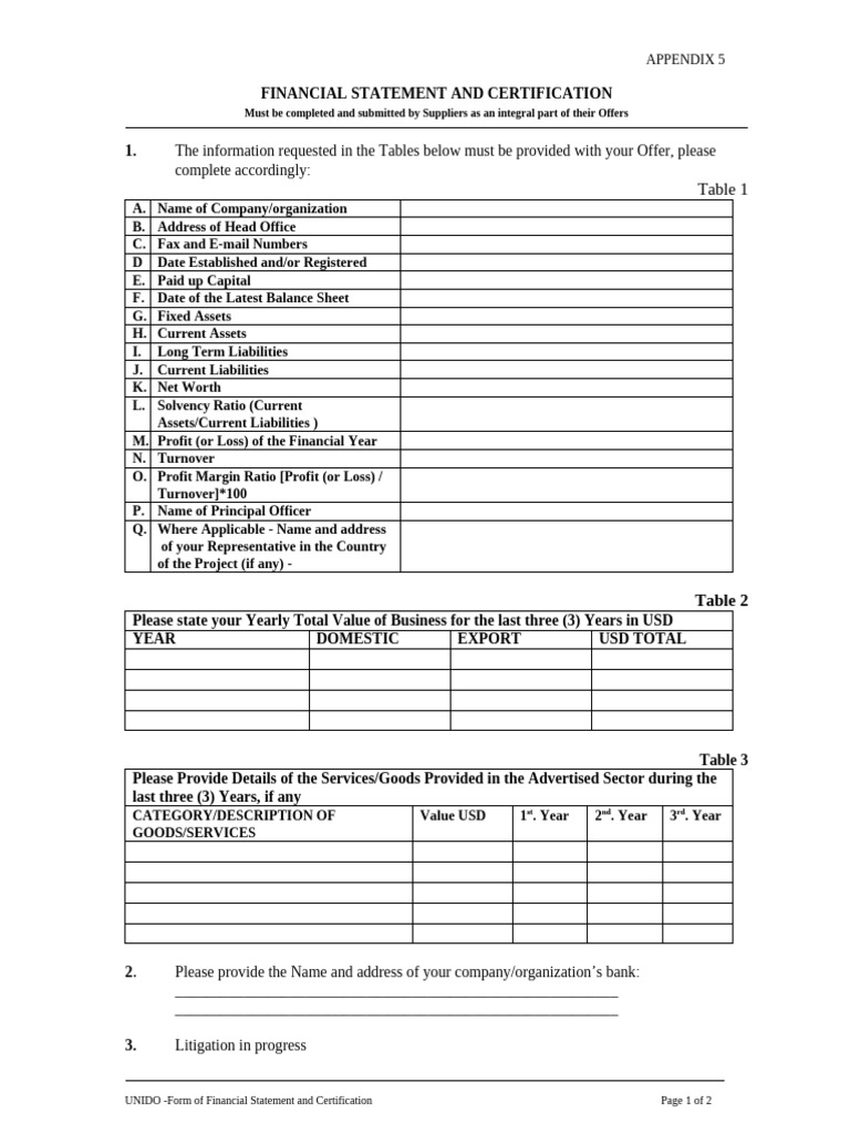 Appendix 5 - Financial Statement and Certification | PDF | Balance ...