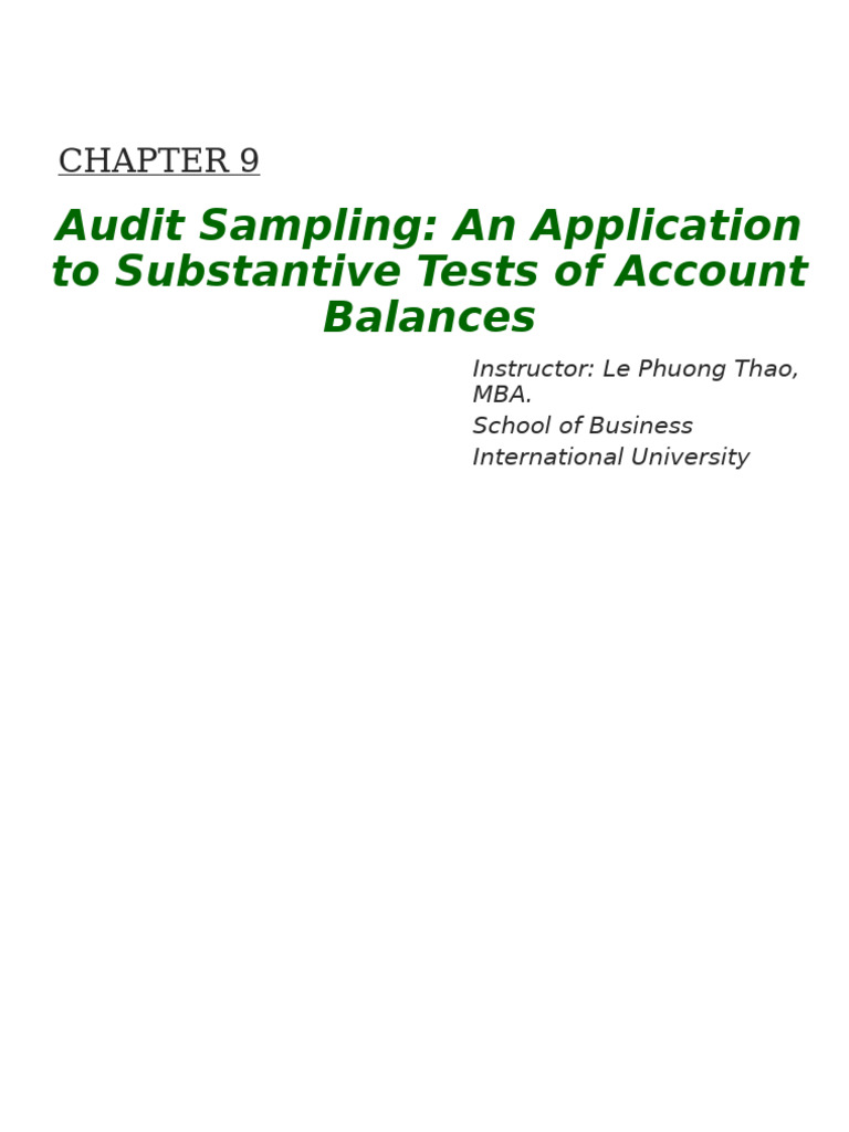 Chapter 9 - Audit Sampling An Application To Substantive Tests of ...