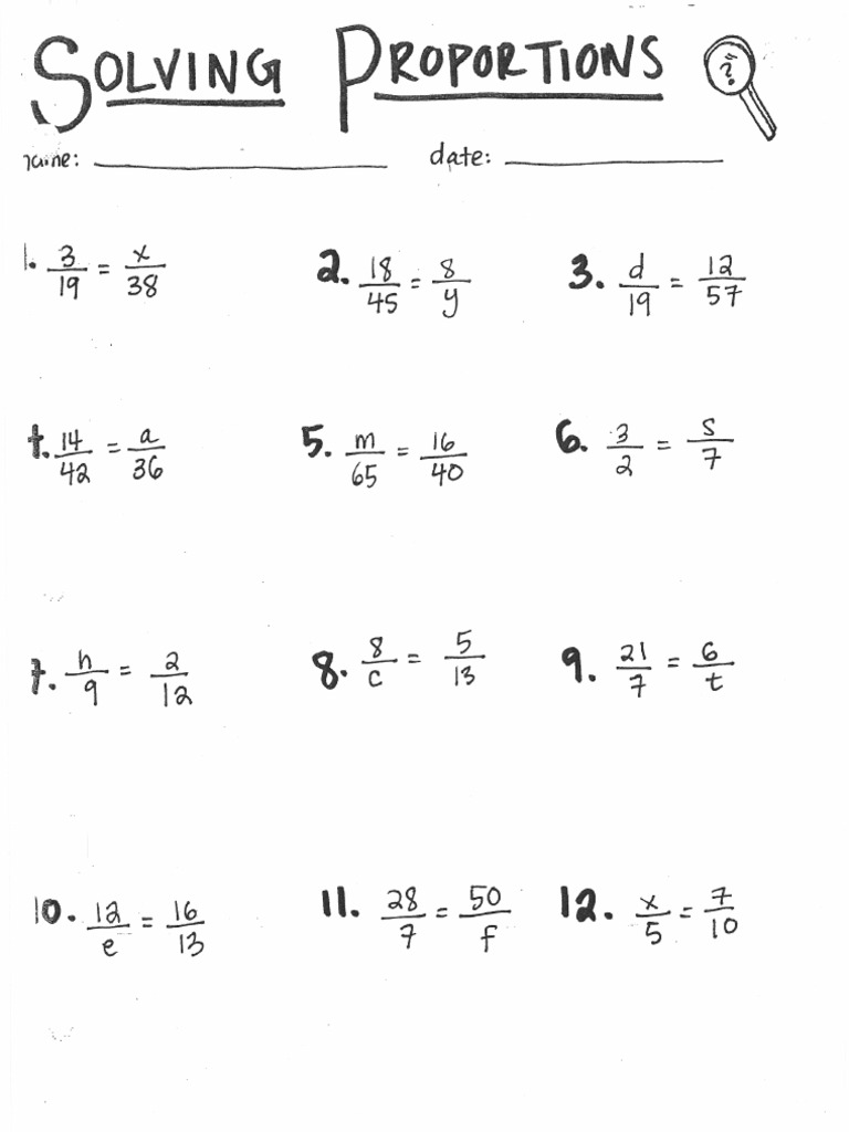 1-6 Worksheet - 7 - Solving - Proportions | PDF