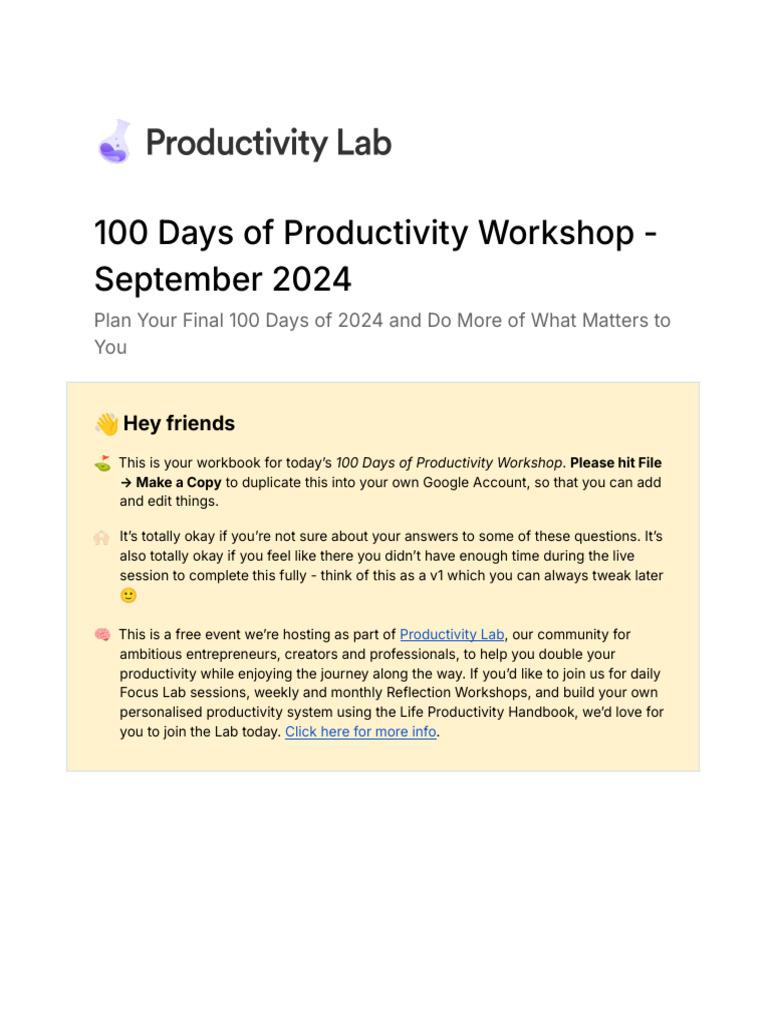 100 Days of Productivity | PDF