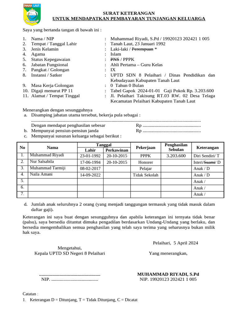 KP4_Contoh Pengisian (1) | PDF