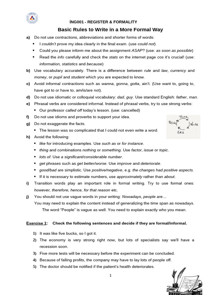 Ä°NG001 Register Formality-Class Material | PDF