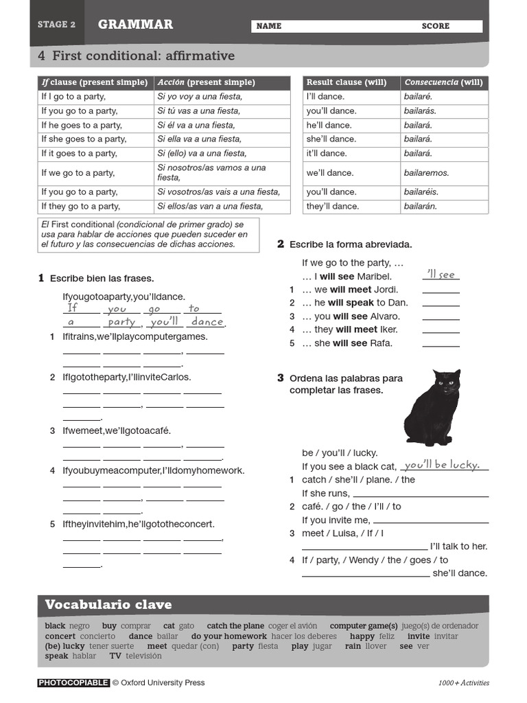 Stage 2 4 First Conditional Affirmative Pdf 5030