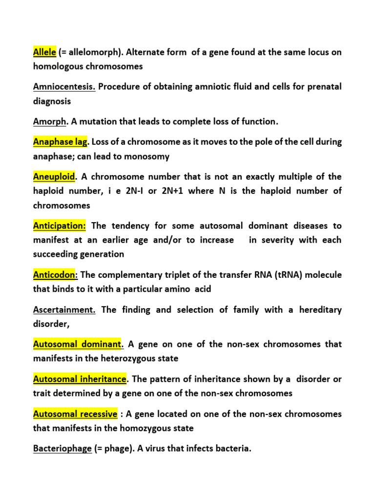 Terminology Genetics | PDF