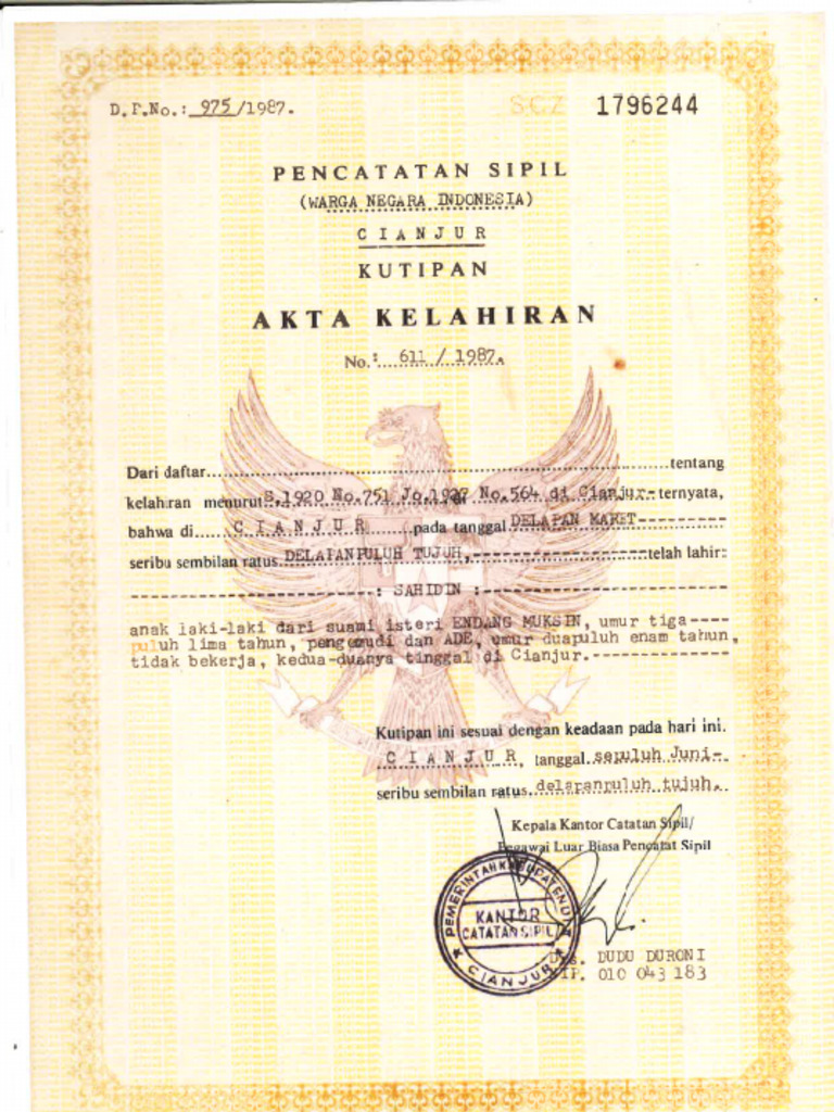 Akte Kelahiran | PDF