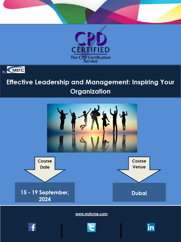 CPD Certified Course Effective Leadership and Management Inspiring Your Organization 15 19 ...