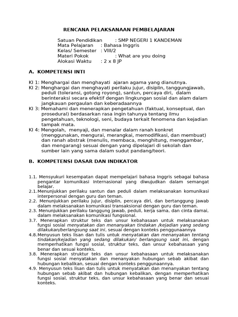 RPP Chapter 8 Verb Ing. Revisidocx | PDF