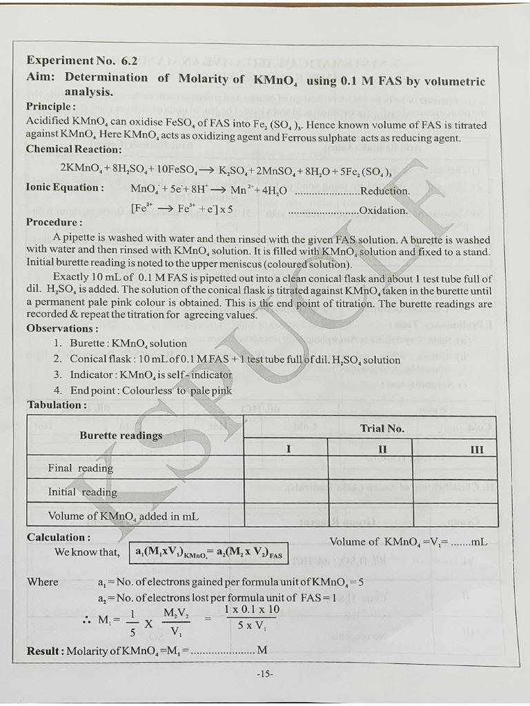 2nd Puc Chemistry Practical Manual | PDF