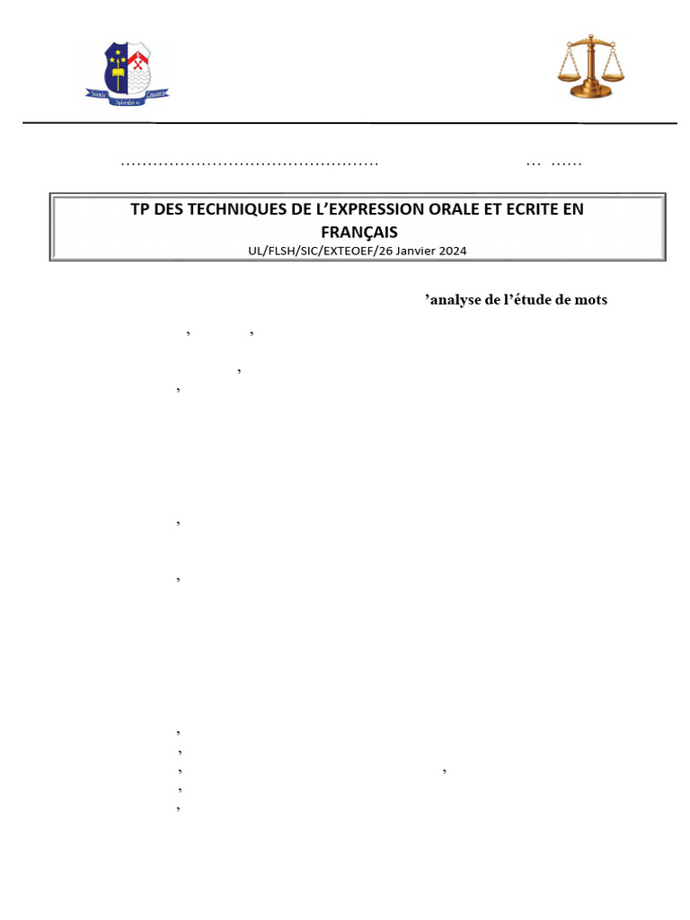 TP de L'expression Orale Et Ecrite en Francais | PDF