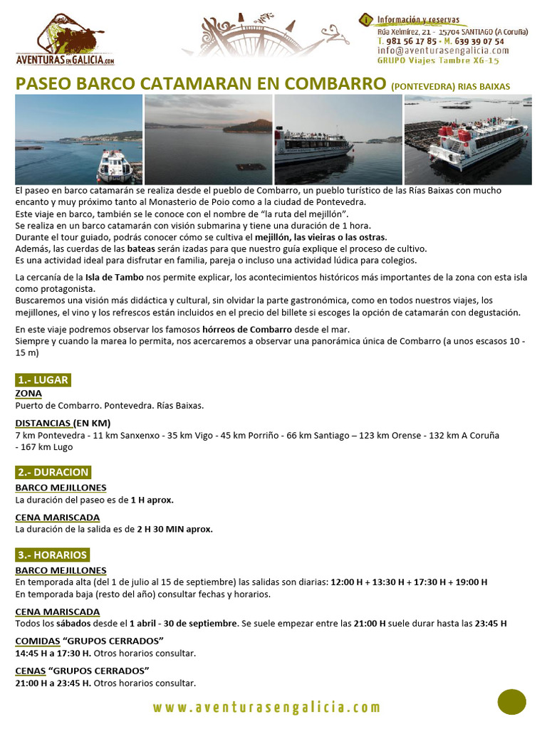 Barco Catamaran Combarro Ria de Pontevedra Isla de Tambo y Visita A Una ...