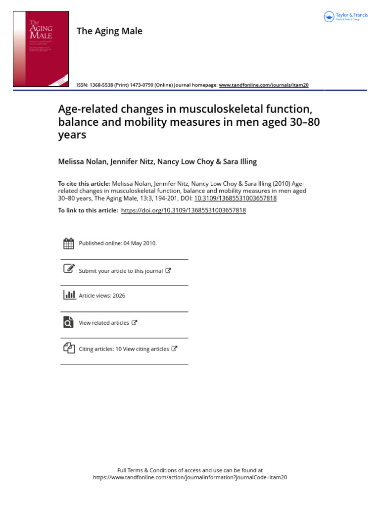 Age-Related Changes in Musculoskeletal Function Balance and Mobility ...