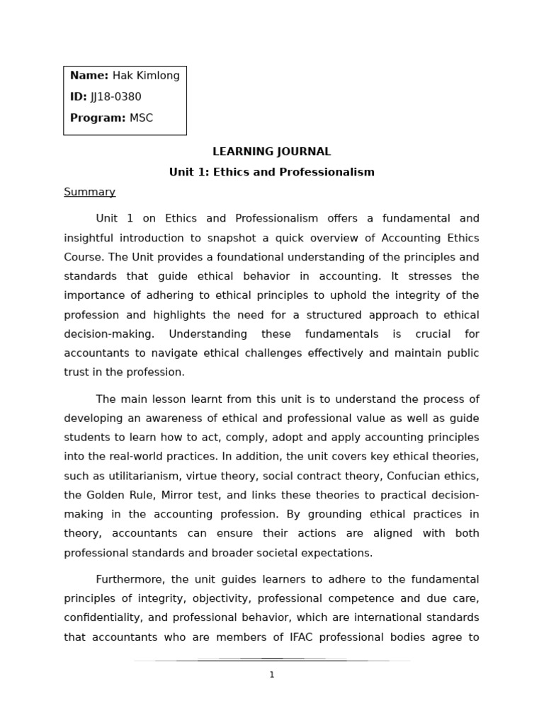 Ae Learning Journal Unit 1 | PDF Ae Learning Journal Unit 1 | PDF