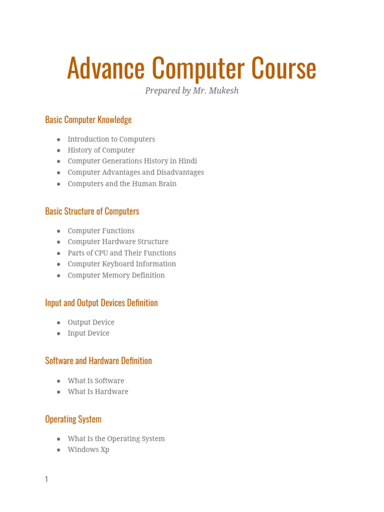 Syllabus of Computer Course | PDF
