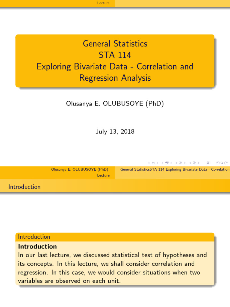 STA114 (9) - Correlation and Regression Analysis | PDF | Linear Regression | Dependent And ...