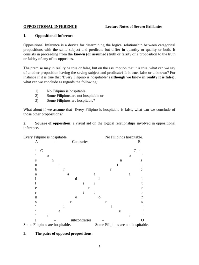K. Oppositional Inference | PDF