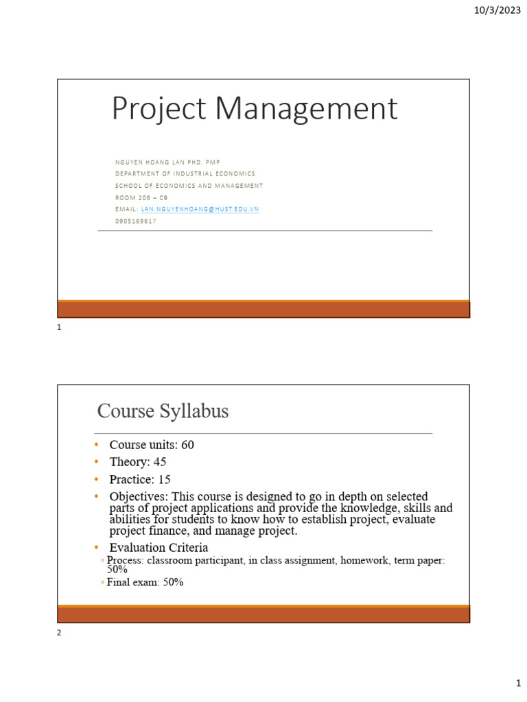 2023 Project Management Lecturenote C1 Fundamental Short | PDF
