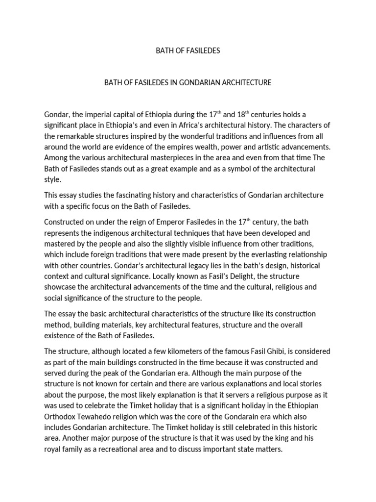 Bath of Fasiledes Revised | PDF