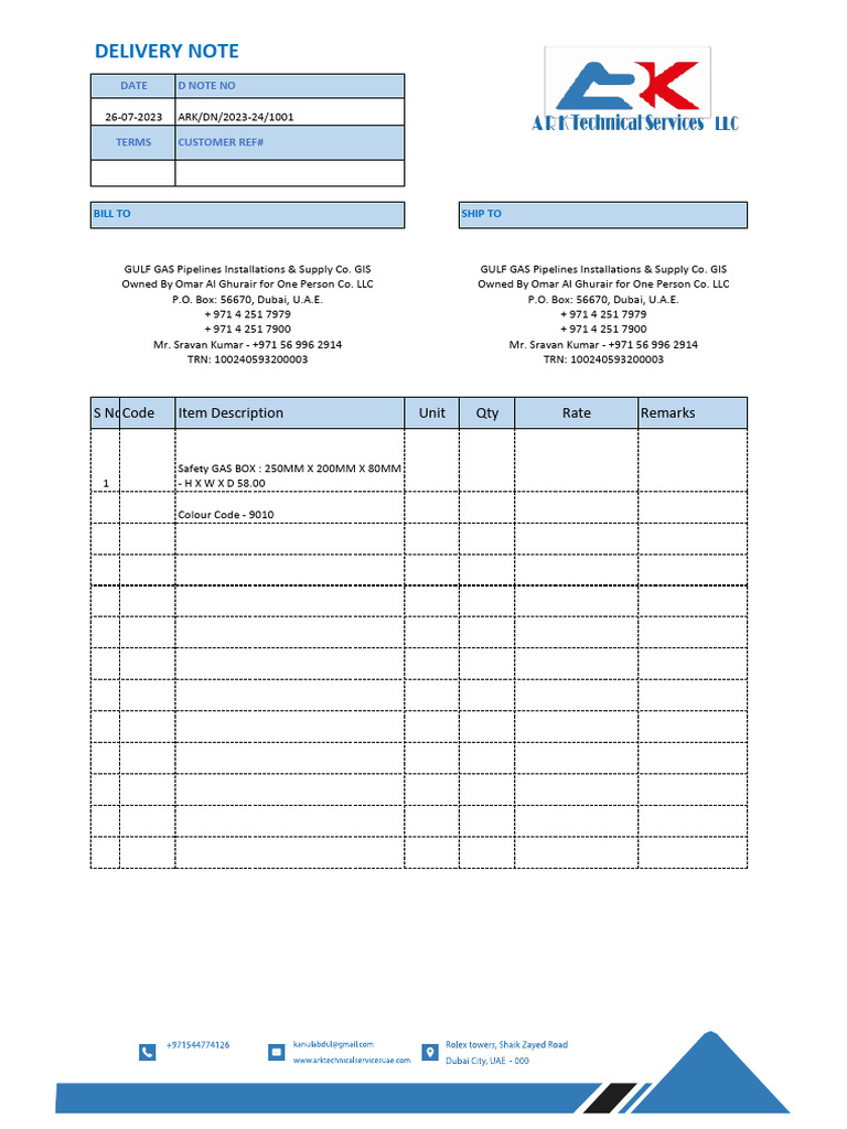 Delivery Note format 2 | PDF