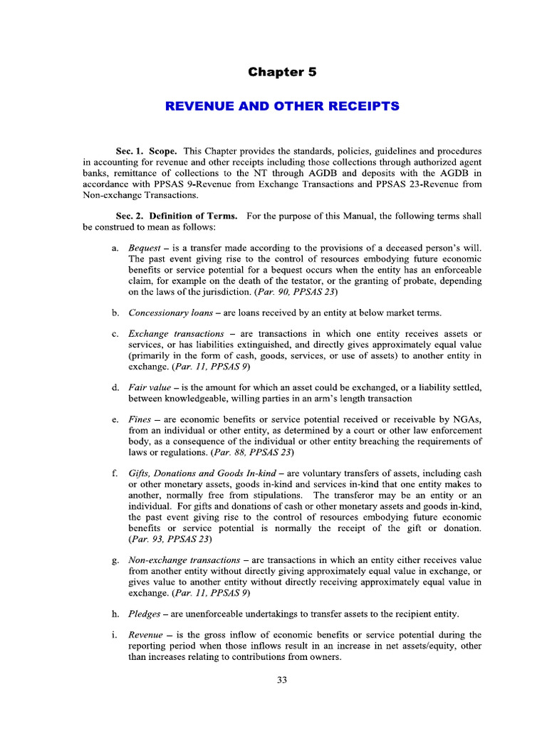 GAM For NGAs - Chapter 5 - Revenue and Other Receipts | PDF