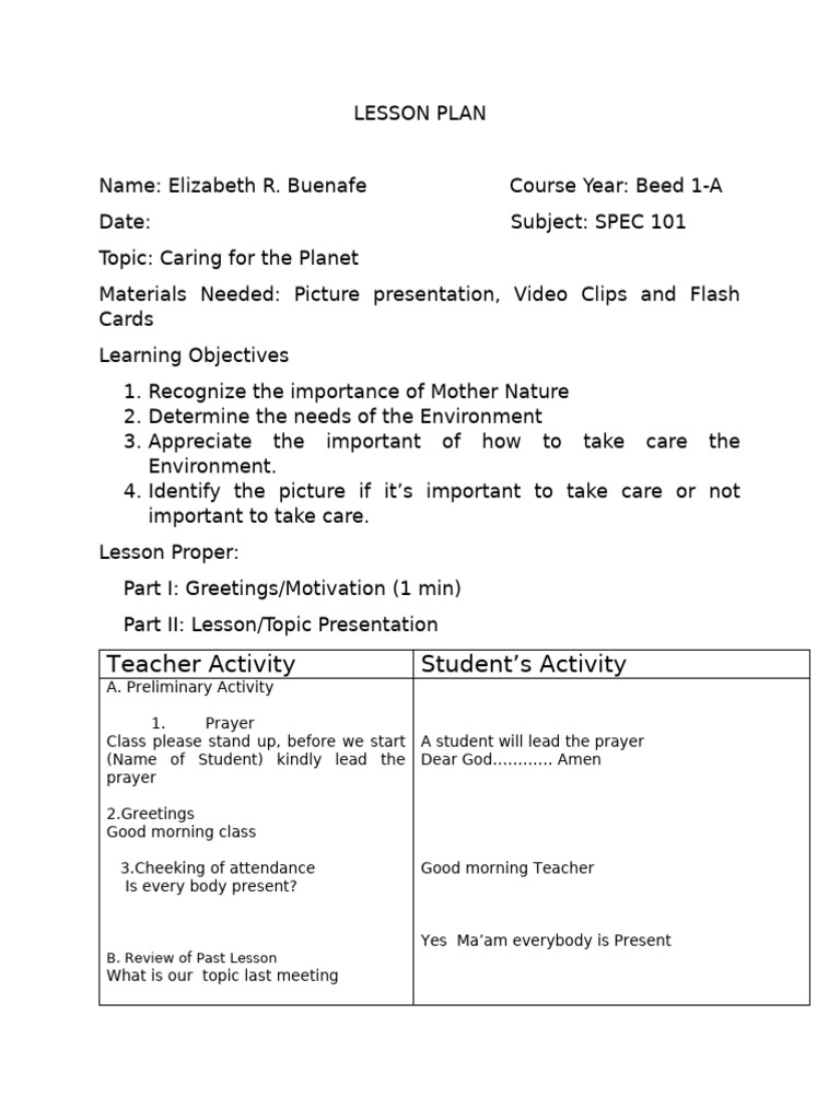 LESSON PLAN elixabeth | PDF