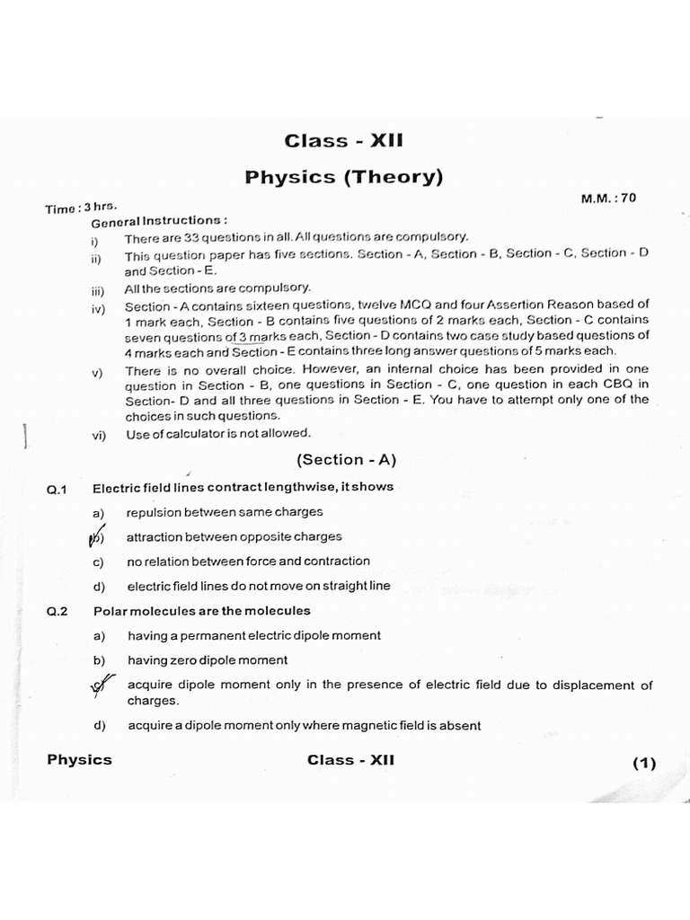 Practice Paper Physics | PDF