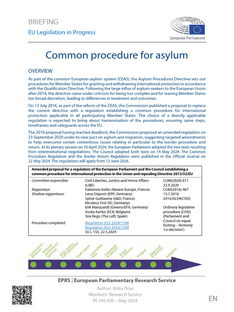 Common Procedure For Asylum | PDF | Asylum Seeker | European Union