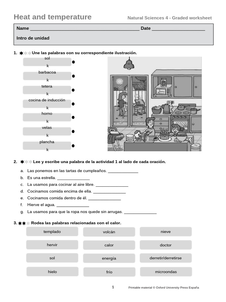Heat Temp Grad Worksheet Sp | PDF