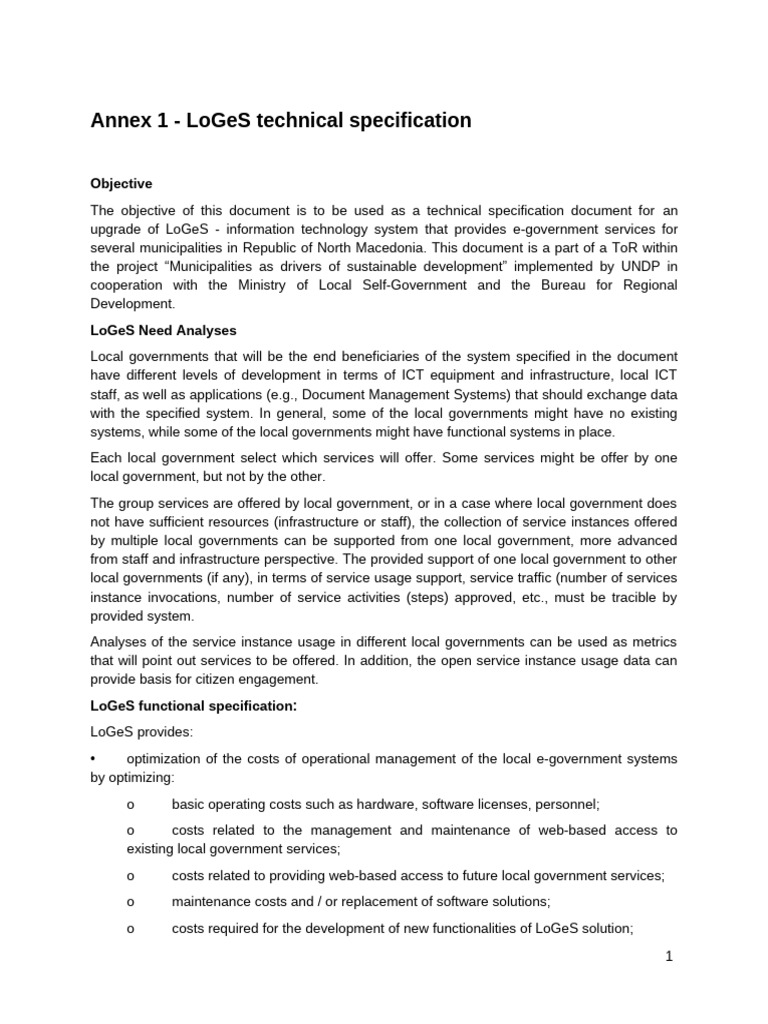 Annex 1 LoGeS Technical Spec Ver2 | PDF