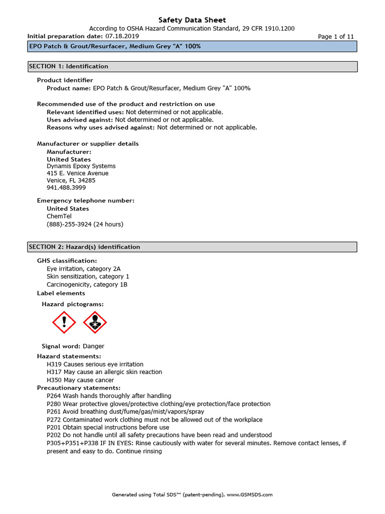 Safety Data Sheet: SECTION 1: Identification | PDF