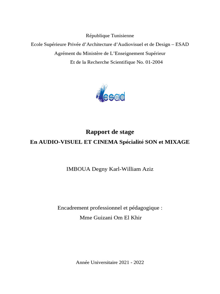 Rapport Stage | PDF
