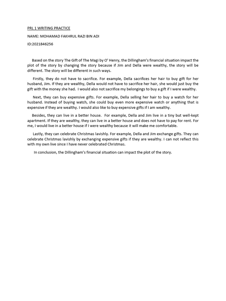 PRL 1 Writing Practice | PDF