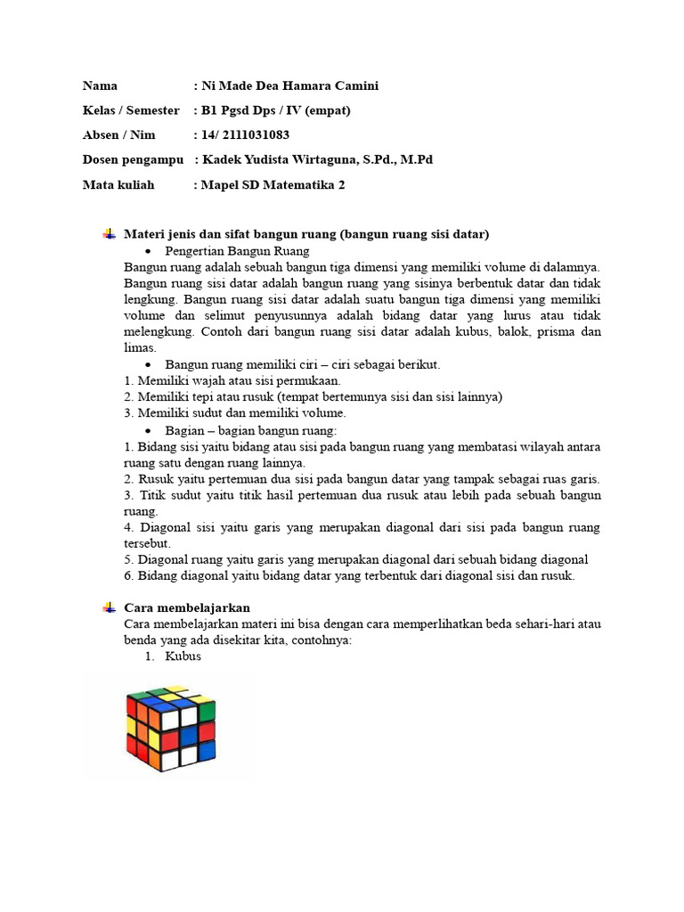 14 - Ni Made Dea Hamara Camini - b1 - Tugas MTK 4 | PDF