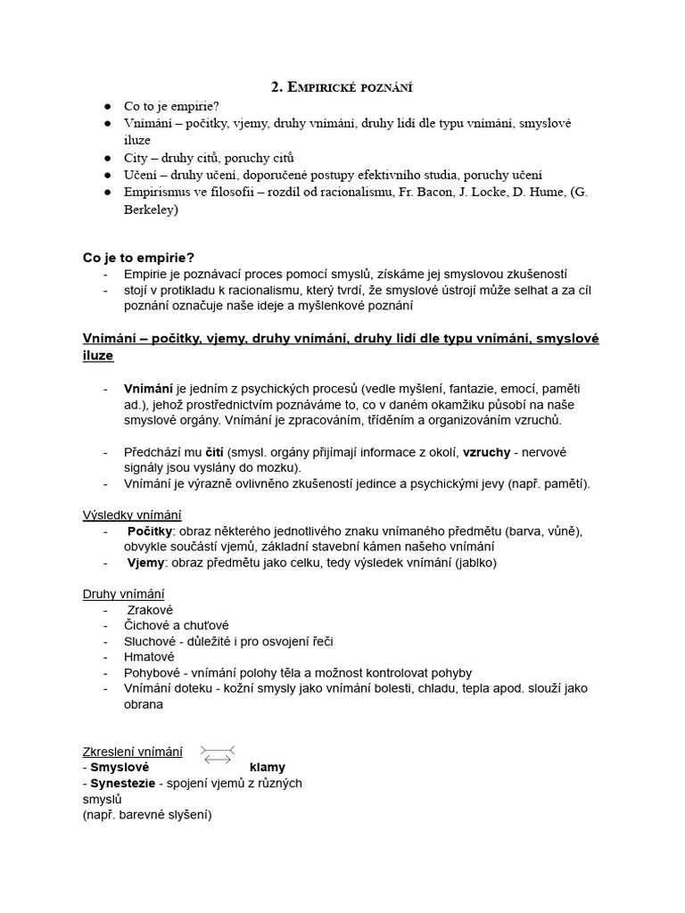 Maturita ZSV - 2 - Empirické Vědění (Hotovo) | PDF