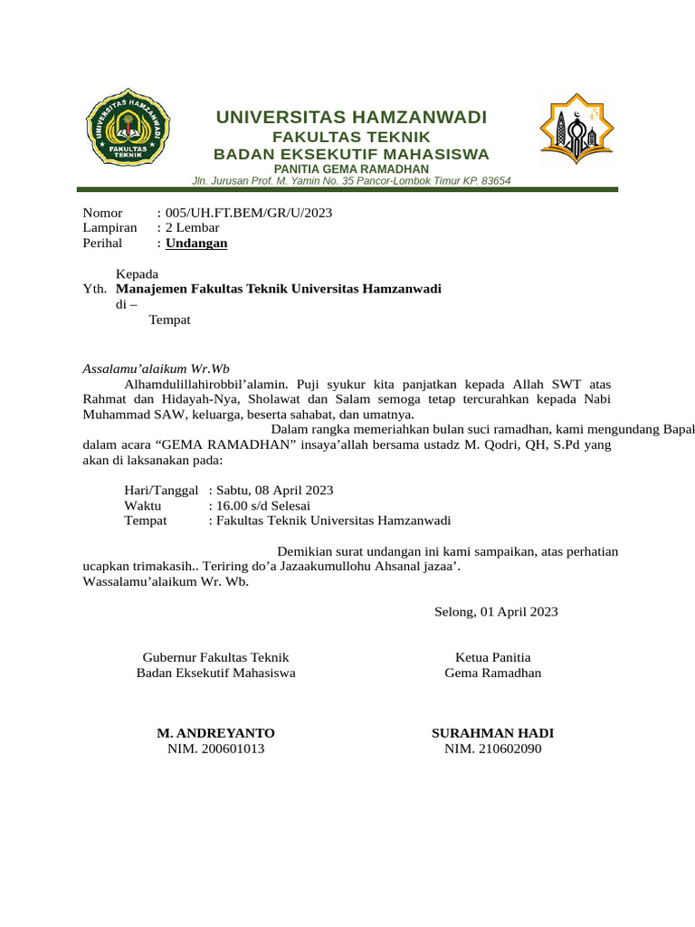 Undangan Gema Ramadhan | PDF