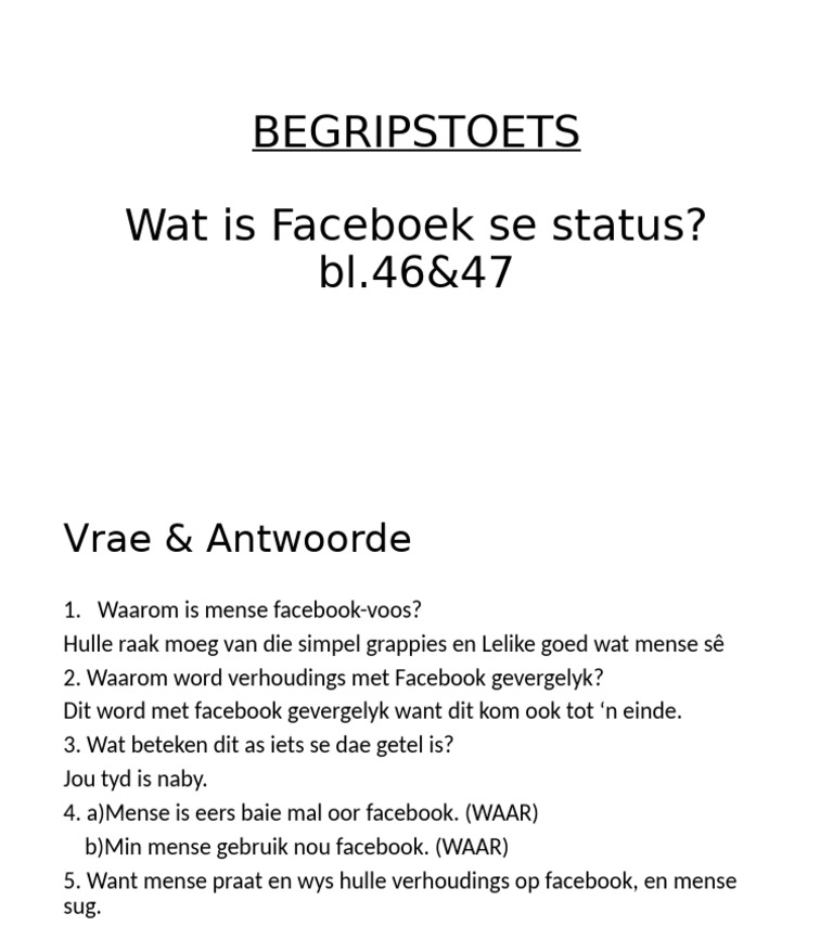 BEGRIPSTOETS GRAAD 8 | PDF