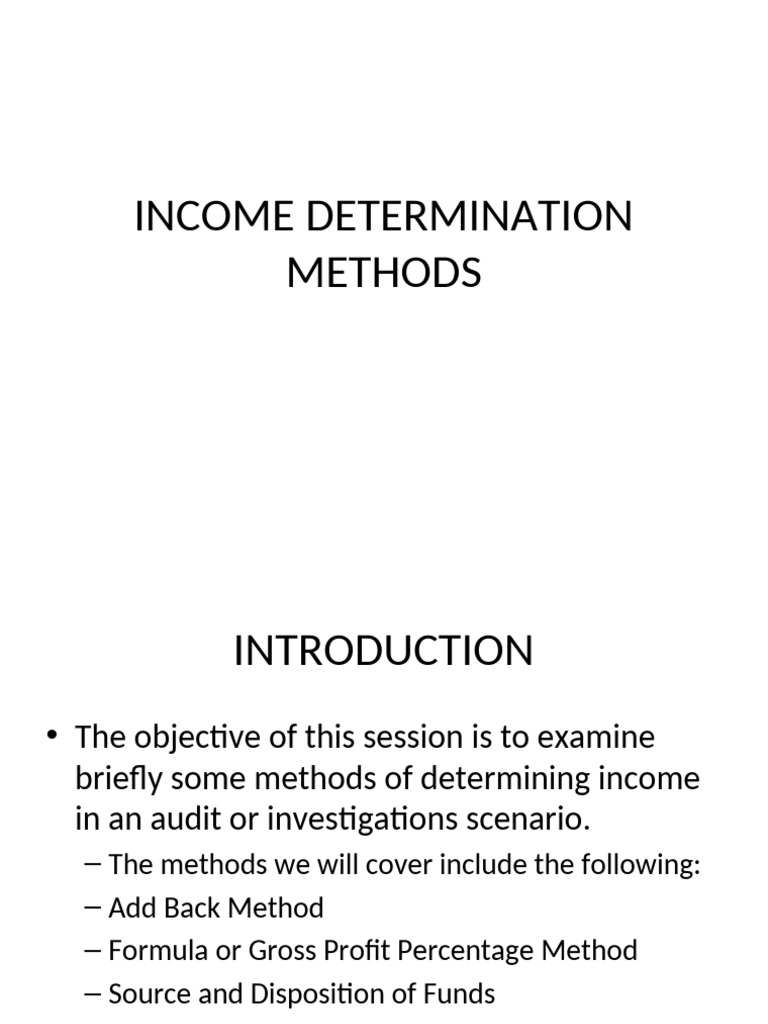INCOME DETERMINATION METHODS | PDF