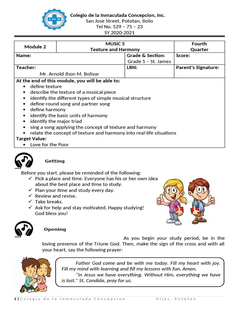 Texture & Harmony (M2-Q4) | PDF